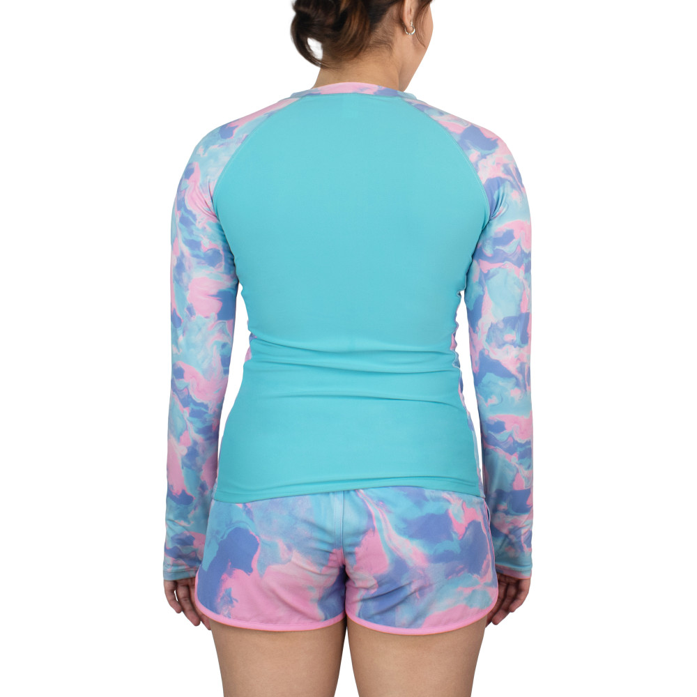 TYR Claire Long Sleeve Front Zip Rashguard - Aqua Fitness