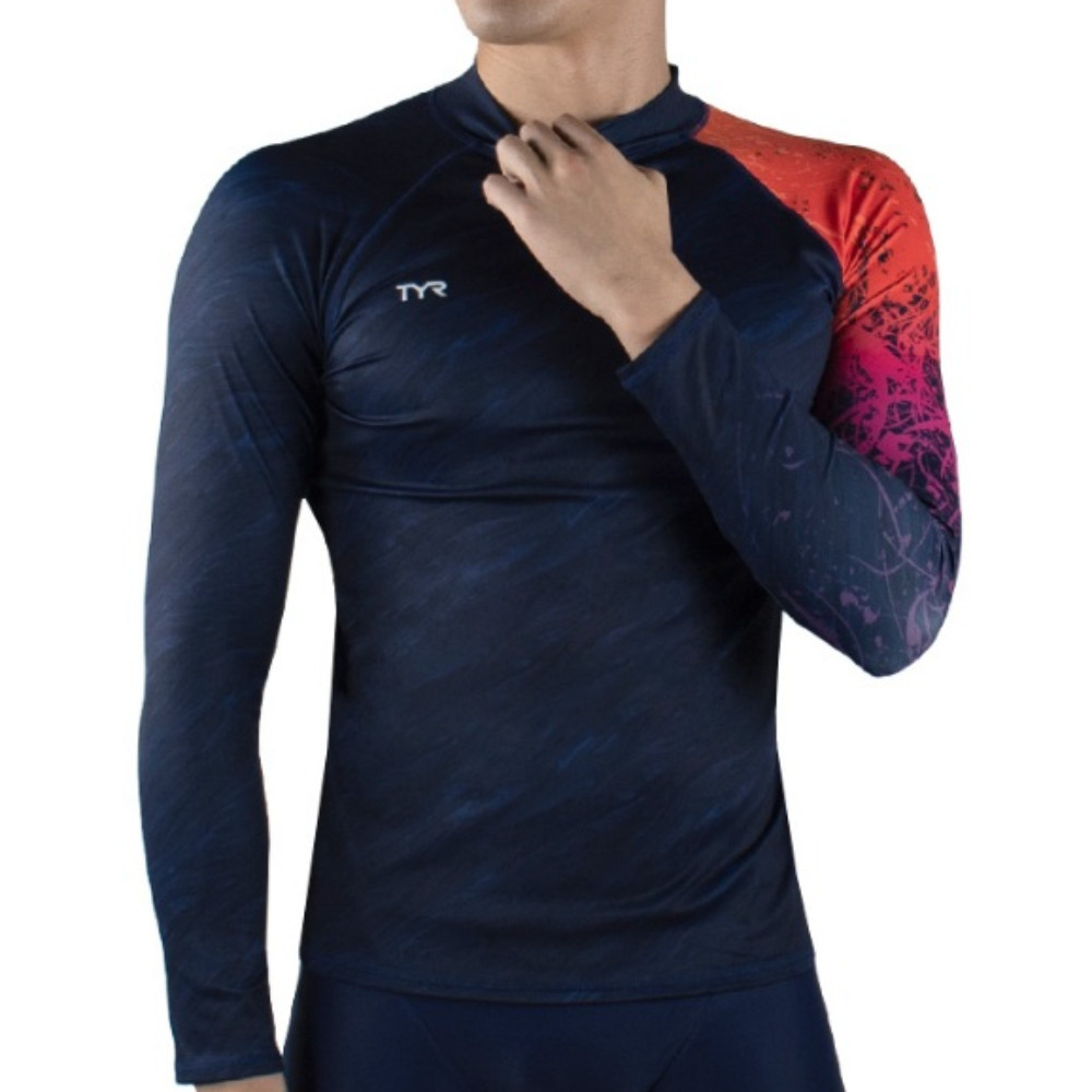 TYR Solstice Men's Long Sleeve Rashguard - Aqua Fitness